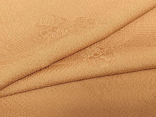 平和屋着物●上質な色無地　雪輪重ね草花地紋　土器色　正絹　逸品　AABC5135zg