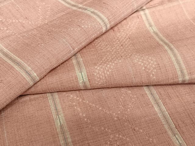 平和屋着物●上質な紬　格子　飛鳥文　正絹　逸品　AABC5147zg