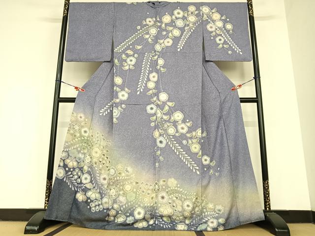 平和屋着物●訪問着　辻が花　暈し染め　金通し地　正絹　逸品　AABC5154zg