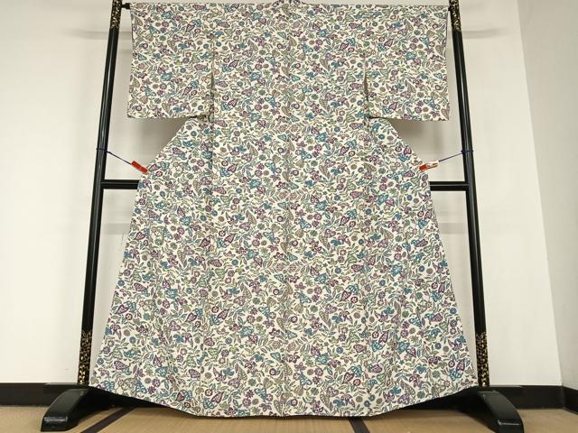 平和屋着物●上質な小紋　草花文　正絹　逸品　AABC5167zg