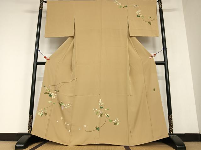 平和屋着物●京加賀糸目友禅作家　山崎巌　訪問着　枝花文　正絹　逸品　AABC5174zg