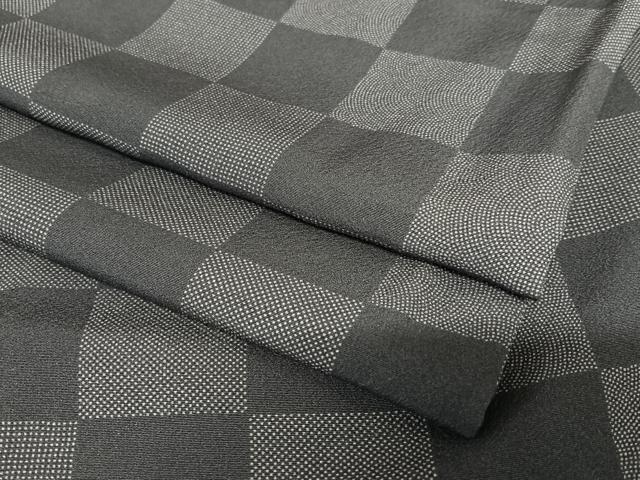 平和屋着物●上質な小紋　市松文様　さが美扱い　正絹　逸品　AABC5175zg