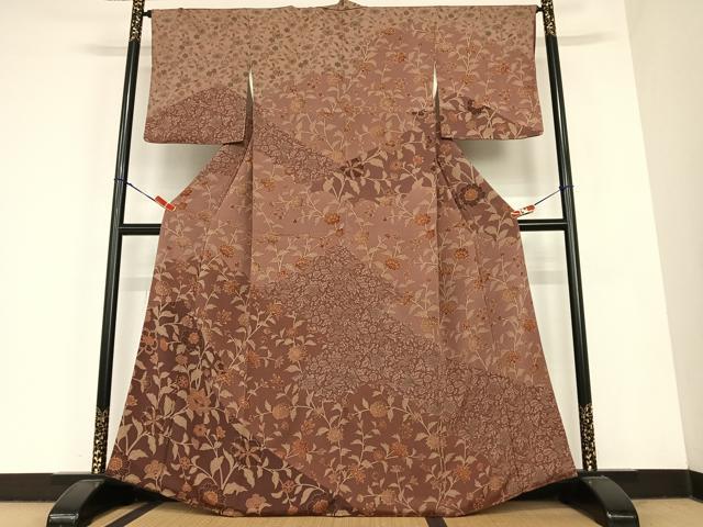 平和屋着物●訪問着　鳳凰更紗花文　暈し染め　鬼しぼ縮緬　正絹　逸品　AABC5181zg