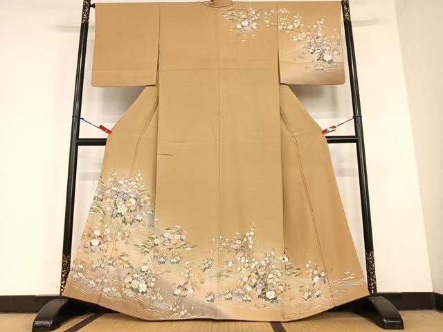 平和屋着物●訪問着　駒刺繍　立波松竹梅花筏文　暈し染め　金彩　正絹　逸品　AABC5182zg