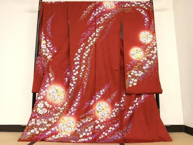 平和屋着物●豪華振袖　舞花文　ほたる暈し　金彩　仮絵羽　正絹　逸品　未使用　AABC5186zg
