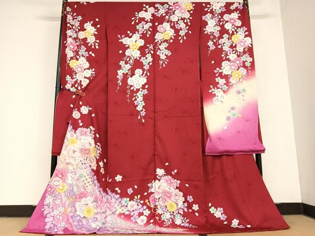 平和屋着物●豪華振袖　蔓帯花文　暈し染め　金彩　仮絵羽　逸品　未使用　AABC5190zg