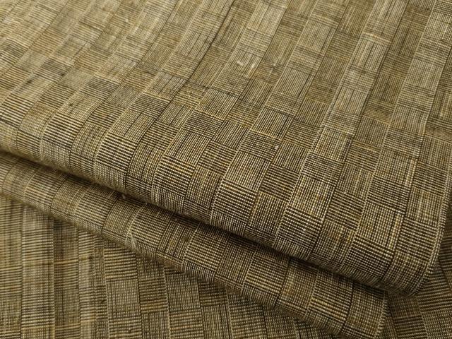 平和屋着物●上質な紬　網代文　正絹　逸品　AABC5603ck