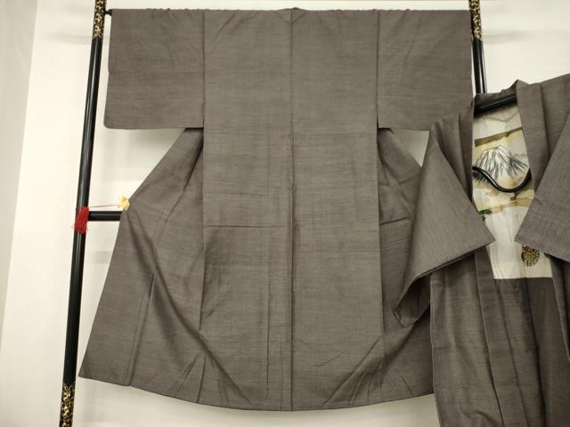 平和屋着物●男性　紬　アンサンブル　亀甲柄　正絹　逸品　AABC5608ck