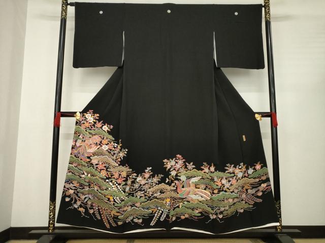 平和屋着物●本加賀友禅作家　中町博志　黒留袖　吉祥花鳥松文　正絹　逸品　AABC5610ck