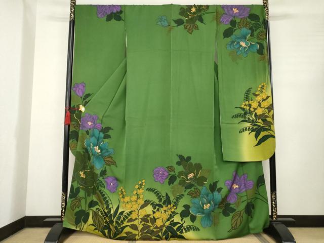 平和屋着物●豪華振袖　草花文　正絹　逸品　AABC5621ck