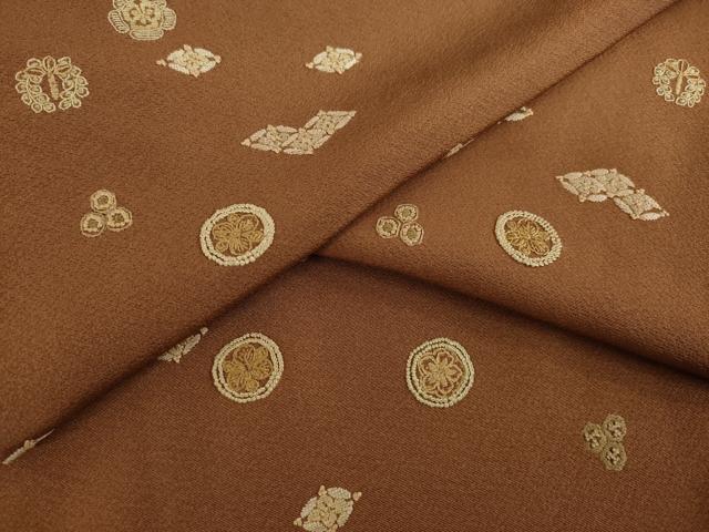 平和屋着物●上質な小紋　中国三大刺繍　相良刺繍　吉祥花文　正絹　逸品　未使用　AABC5634ck