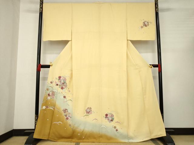 平和屋着物●訪問着　雪輪花文　暈し染め　正絹　逸品　AABC5662ck