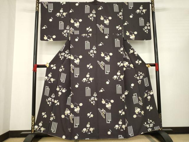 平和屋着物●上質な小紋　源氏香花文　正絹　逸品　AABC5678ck