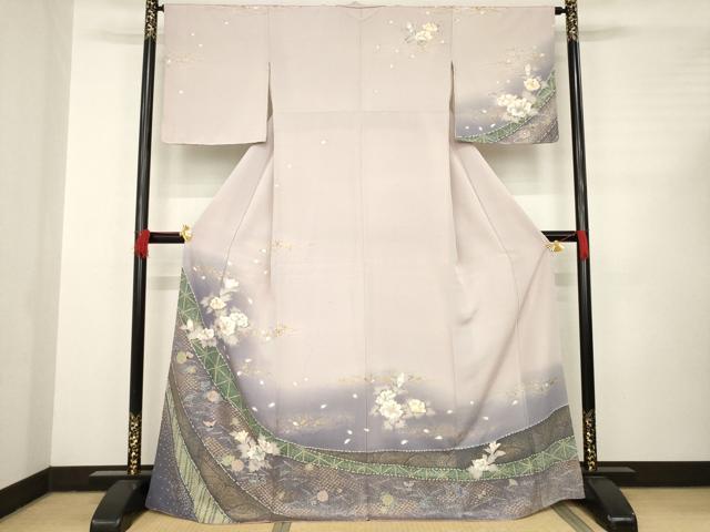 平和屋着物●訪問着　舞花文　暈し染め　金彩　正絹　逸品　AABC5680ck