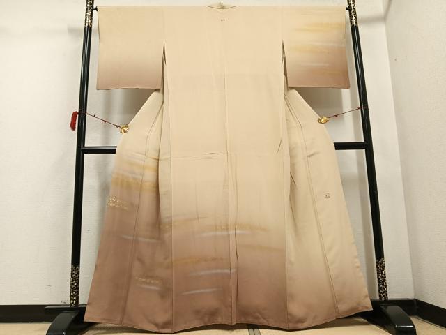 平和屋着物●人間国宝　福田喜三郎　訪問着　霞文　暈し染め　金彩　正絹　逸品　AABC6016ph