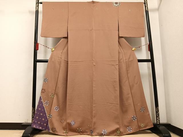 平和屋着物●世界的友禅作家　千地泰弘　訪問着　舞花文　正絹　逸品　AABC6024ph