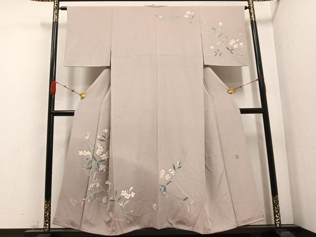 平和屋着物●本加賀友禅作家　不破外紀恵　訪問着　枝花文　暈し染め　銀座おゝぎ屋扱い　正絹　逸品　AABC6039ph