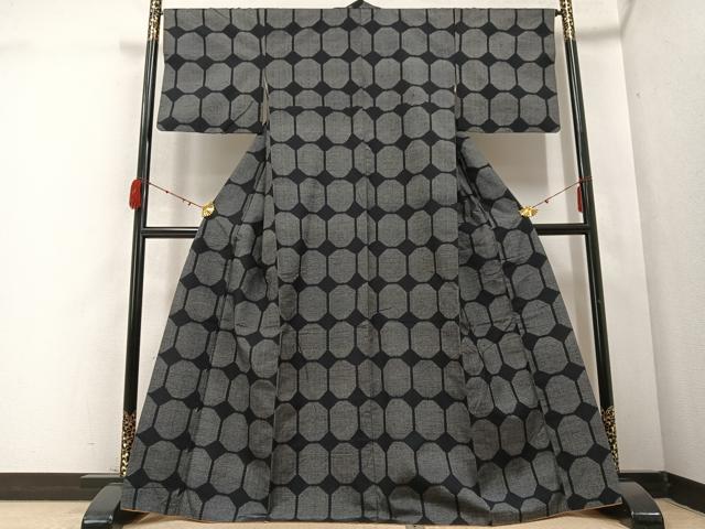 平和屋着物●上質な紬　変わり格子　正絹　逸品　AABC6048ph