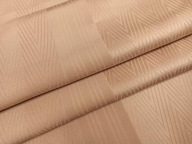 平和屋着物●上質な色無地　変わり縞地紋　支子色　正絹　逸品　AABC6064ph