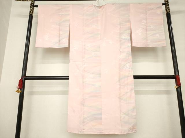 平和屋着物●染色家 岩浅公展　長襦袢　無双仕立て　舞花地紋　暈し染め　半衿刺繍　正絹　逸品　AABC6086ck