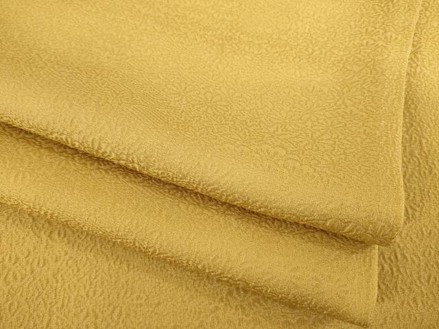平和屋着物●上質な色無地　松地紋　黄土色　正絹　逸品　AABC6093ck