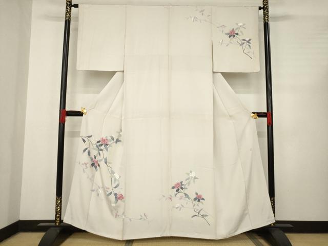 平和屋着物●訪問着　友禅　作家物　枝花文　正絹　逸品　AABC6139ck