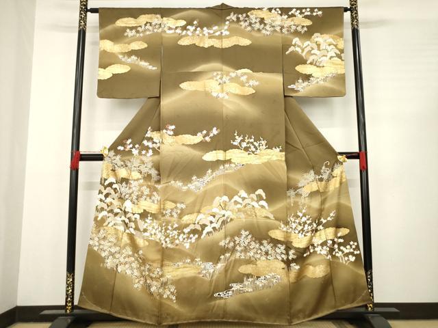 平和屋着物●訪問着　駒刺繍　吉祥花文　金彩　正絹　逸品　AABC6140ck