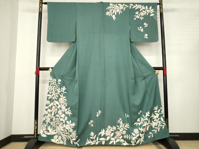 平和屋着物●訪問着　更紗花文　金彩　正絹　逸品　AABC6148ck