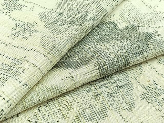 平和屋着物▽上質な紬　単衣　草花文　正絹　逸品　AABC6172jh