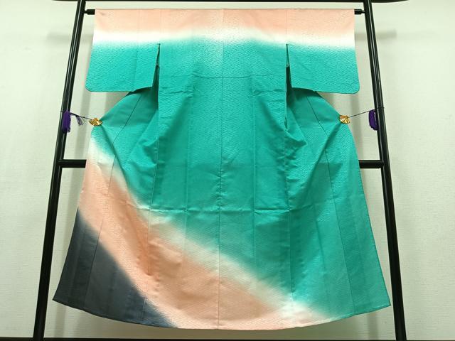 平和屋着物▽訪問着　単衣　霞文　暈し染め　洗える着物　AABC6181jh