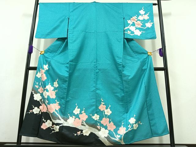 平和屋着物▽訪問着　単衣　枝梅文　暈し染め　金彩　洗える着物　AABC6184jh