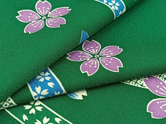 平和屋着物▽小紋　単衣　舞桜文　洗える着物　AABC6762jh