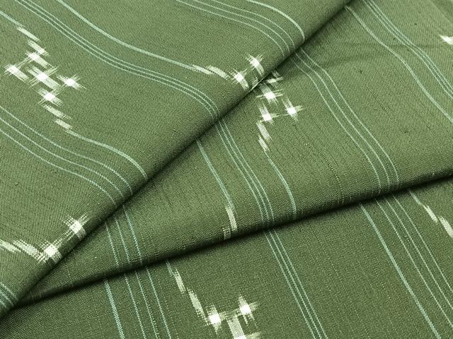 平和屋着物▽上質な紬　単衣　蚊絣　ロング丈　正絹　逸品　AABC6786jh