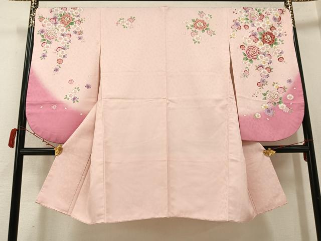 平和屋着物●小振袖　二尺袖　舞花文　暈し染め　金彩　洗える着物　AABC6801ph