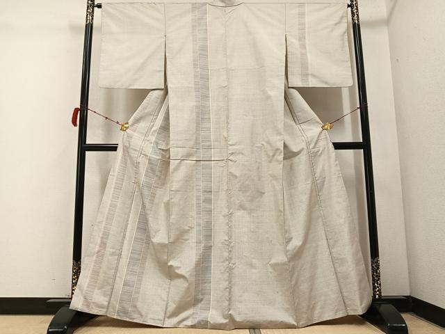 平和屋着物●本場大島紬　白大島　カタス7マルキ　間道　正絹　逸品　AABC6803ph