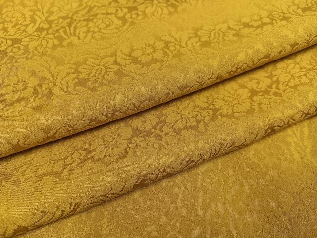 平和屋着物●上質な色無地　草花地紋　山吹茶色　正絹　逸品　AABC6819ph