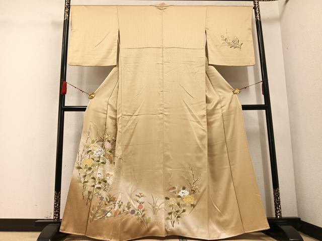 平和屋着物●訪問着　流水枝花鴛鴦文　暈し染め　金彩　正絹　逸品　AABC6837ph