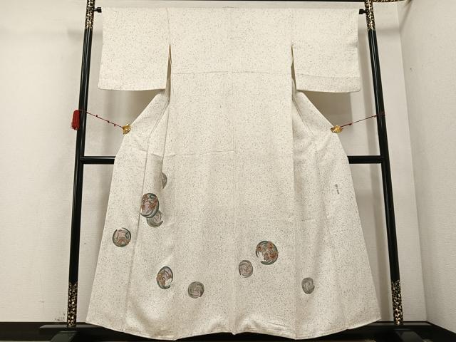 平和屋着物●訪問着　蘇州刺繍　草花文　金糸　正絹　逸品　AABC6860ph