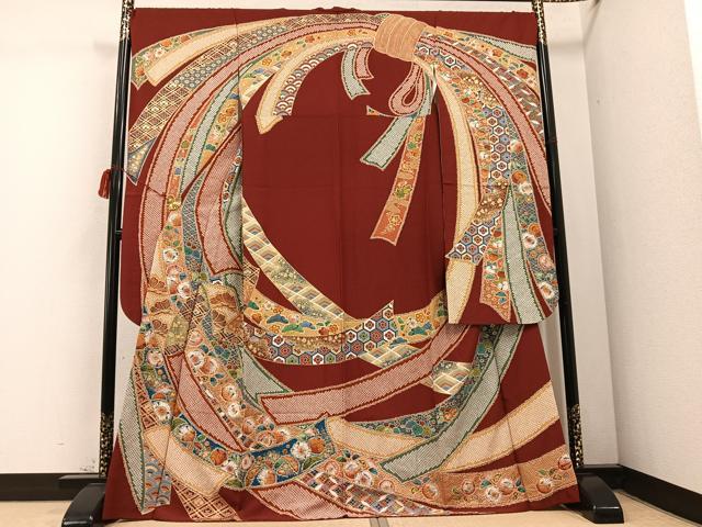 平和屋着物●越後十日町の一流染匠　桐屋・翠山工房　振袖　辻が花　絞り　金彩　金通し地　鈴乃屋扱い　正絹　逸品　AABC6867ph