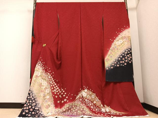 平和屋着物●豪華振袖　桜　暈し染め　金彩　仮絵羽　逸品　未使用　AABC6871ph