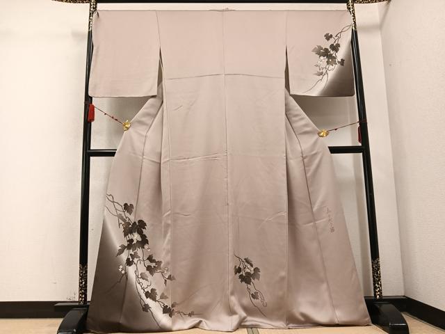 平和屋着物●希香粋　小西廣光　訪問着　草花文　暈し染め　金彩　正絹　逸品　AABC6874ph