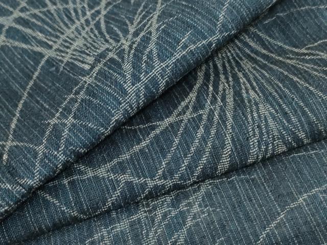 平和屋着物＊夏物　小千谷ちぢみ　葉尽くし　麻　逸品　AABC6885jd