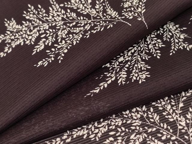 平和屋着物＊夏物　小紋　絽　枝葉文　正絹　逸品　AABC6904jd