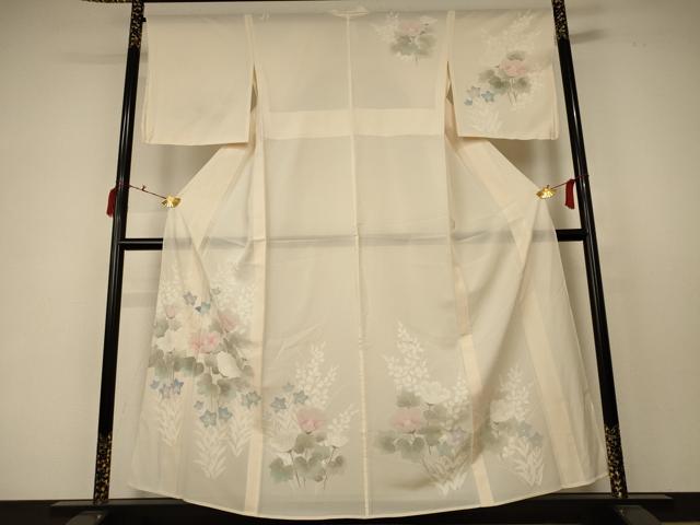 平和屋着物＊夏物　訪問着　絽　草花文　正絹　逸品　AABC6923jd