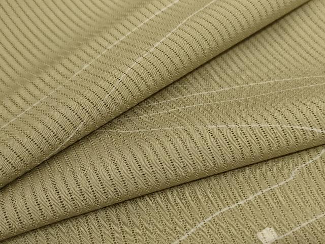 平和屋着物＊夏物　小紋　縦絽　幾何学文様　五泉　反端付き　正絹　逸品　AABC6952jd