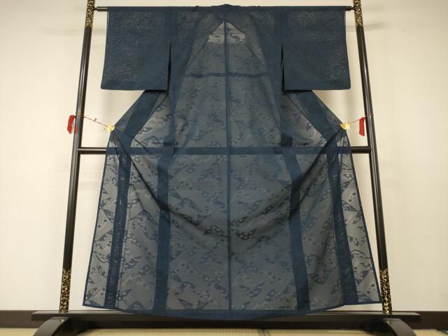 平和屋着物＊夏物　色無地　絽　草花紋紗　褐返色　正絹　逸品　AABC6958jd