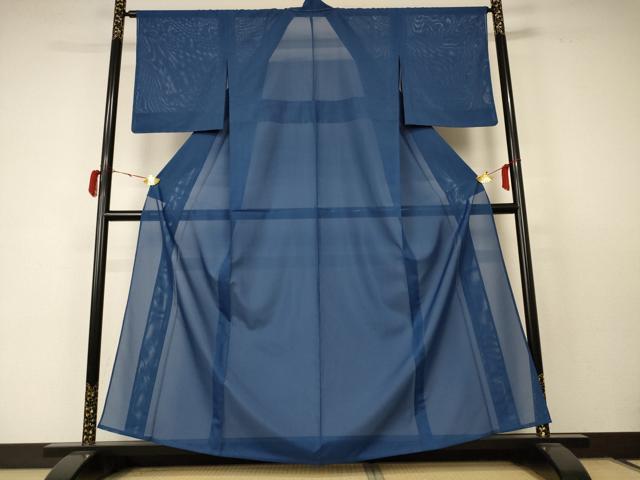 平和屋着物＊夏物　色無地　絽　紺鼠色　洗える着物　未使用　AABC6971jd