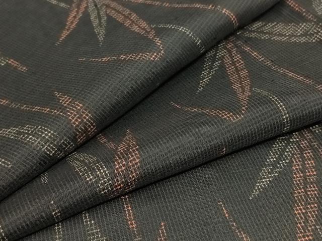 平和屋着物＊夏物　小紋　紗　笹竹文　洗える着物　AABC6973jd