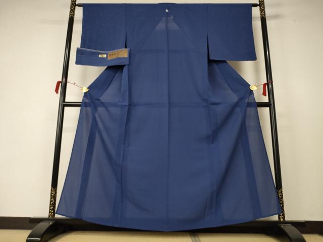 平和屋着物＊夏物　色無地　深縹色　正絹　逸品　AABC6990jd