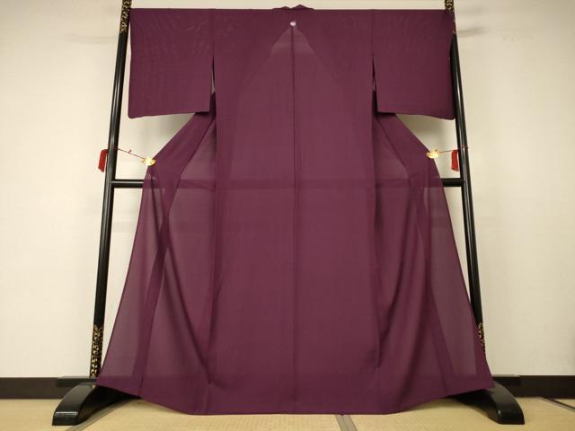 平和屋着物＊夏物　色無地　絽　紫鳶色　正絹　逸品　AABC6992jd